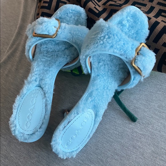 Coach | Shoes | New Coach Blue Fluffy Heels | Poshmark